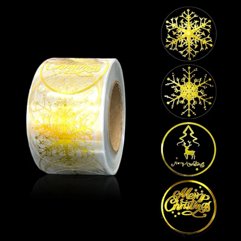100-500pcs-Gold-Foil-Christmas-Stickers-1-5-snowflake-pattern-stickers ...