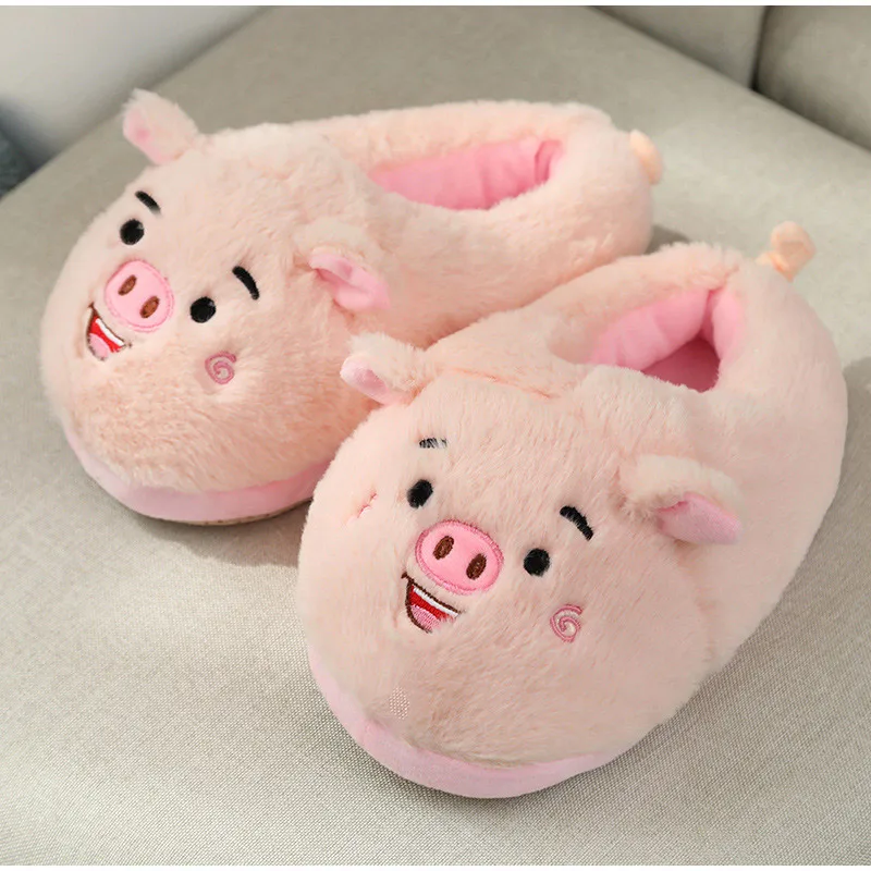 Winter Women Warm Indoor Slippers Lady Fashion Cute Pink Pig Women's ...