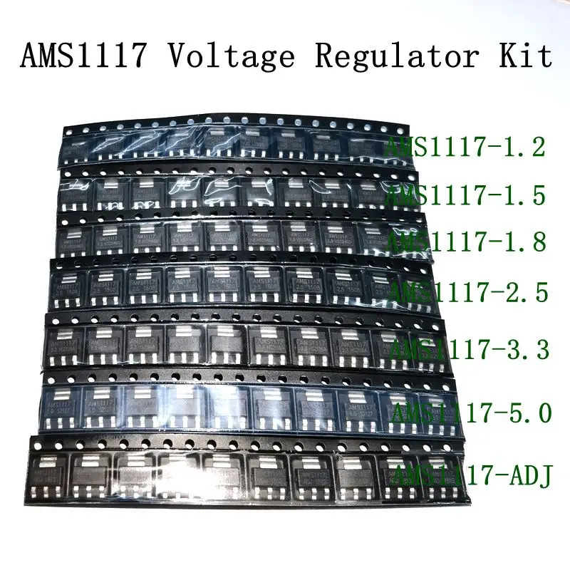 70PCS/LOT AMS1117 Voltage Regulator Kit 1.2V/1.5V/1.8V/2.5V/3.3V/5.0V ...