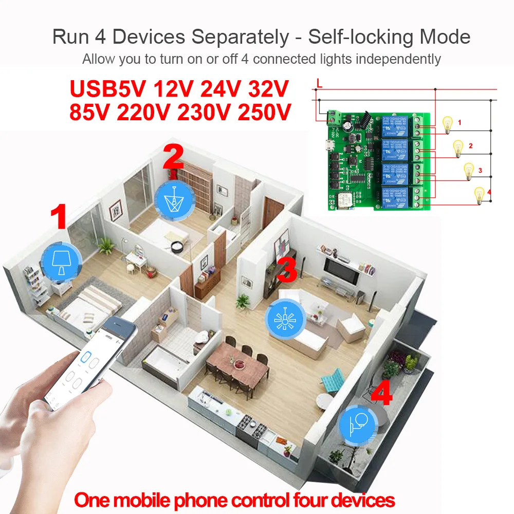 Ewelink Rele Wifi Relay 10A 12V Kapcsoló 1/4Ch 12 V Távvezérlő Modul ...