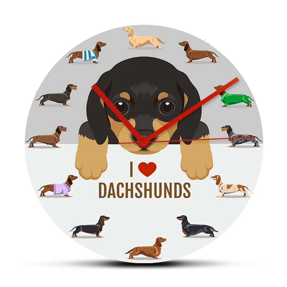 Puppy-Dogs-Dachshund-Wall-Clock-Modern-Cartoon-Design-Sausage-Dog ...