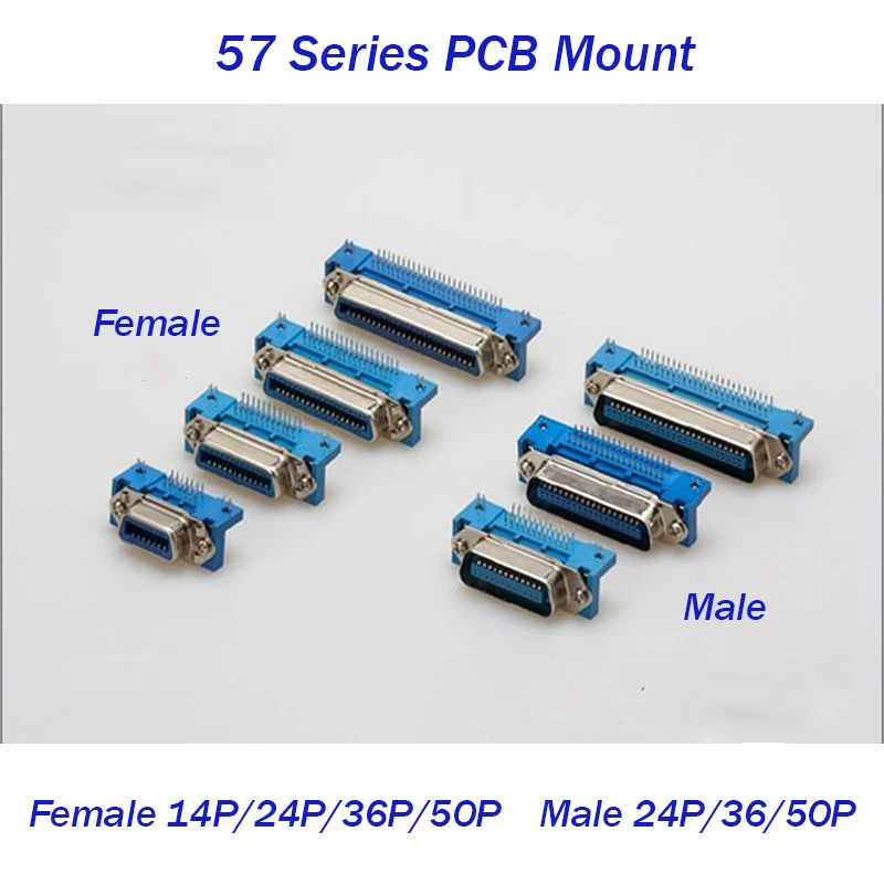 1pcs Male Female Centronics Connector 57 Series 14/24/36/50pin 90 ...