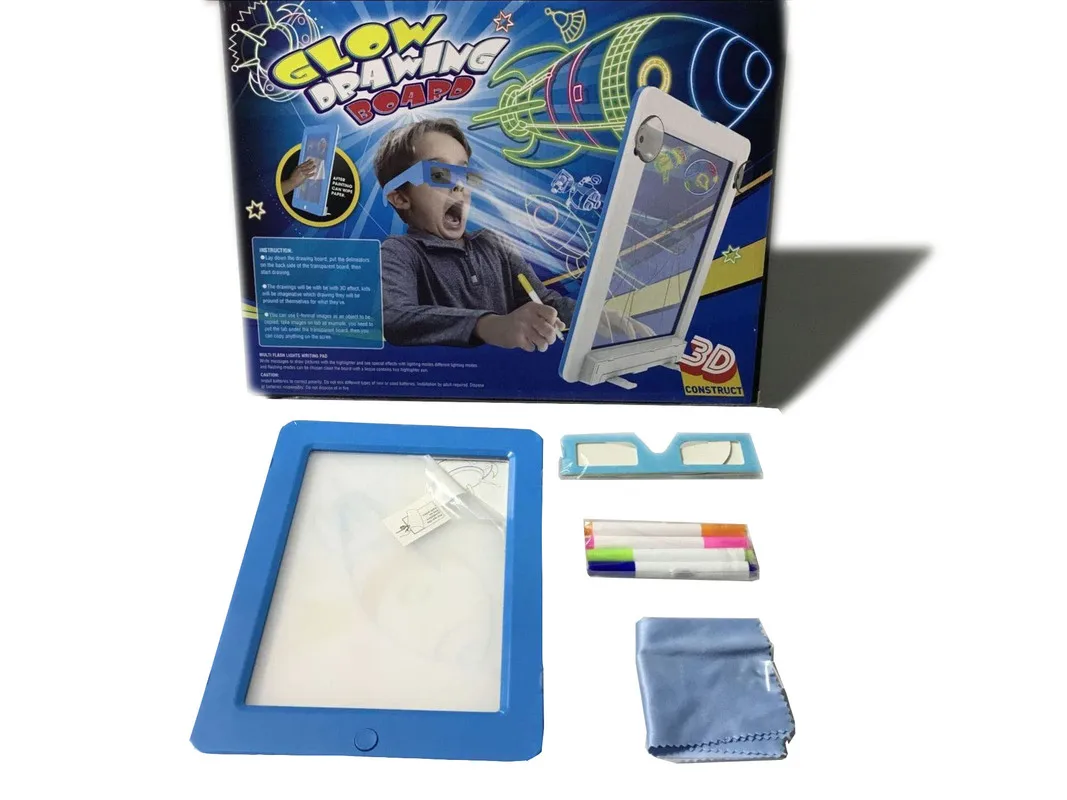 3D Magic Drawing Board Toys Cartoon DIY LED Stereo Transparent Drawing ...