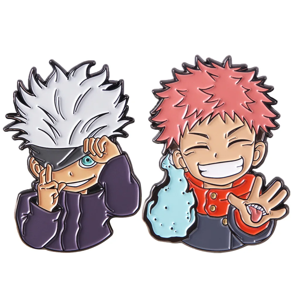 Anime Jujutsu Kaisen Itadori Yuji Gojo Satoru Brooch Pins Enamel Metal