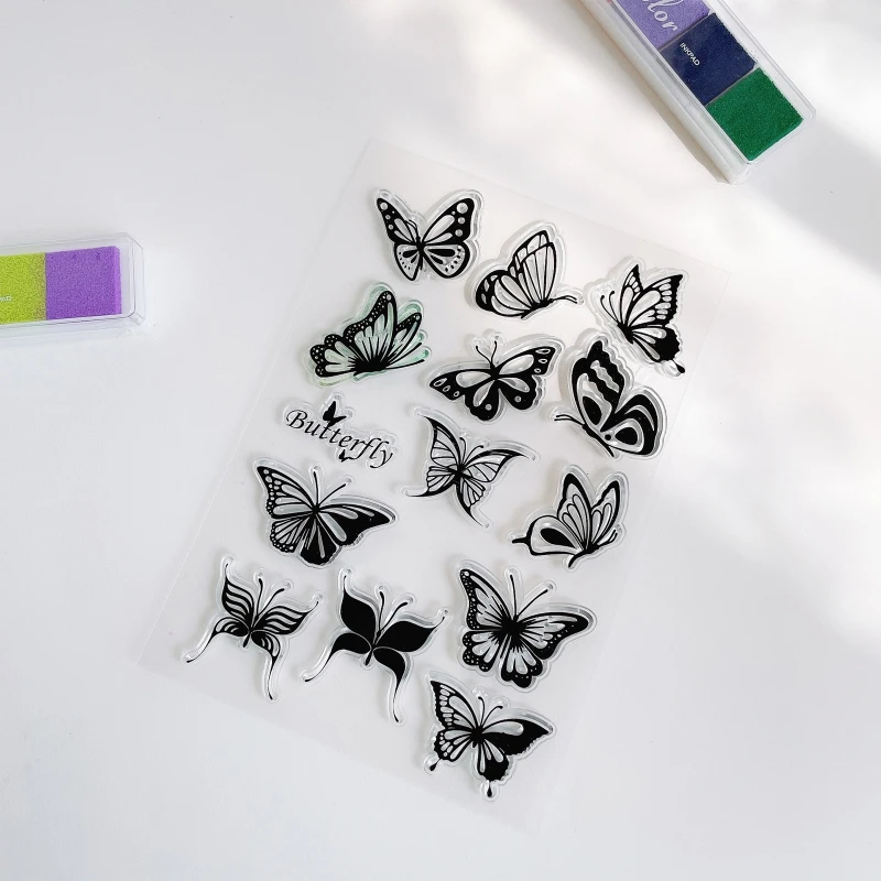 Reusable-Silicone-Clear-Stamps-Seal-Cute-Butterfly-Pattern-Stamper-for ...