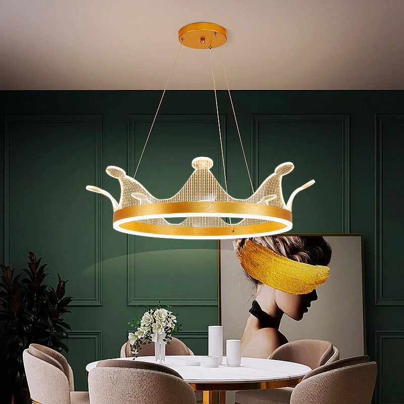Modern Crown Ceiling Chandelier LED Indoor Lighting Pendant Lights ...