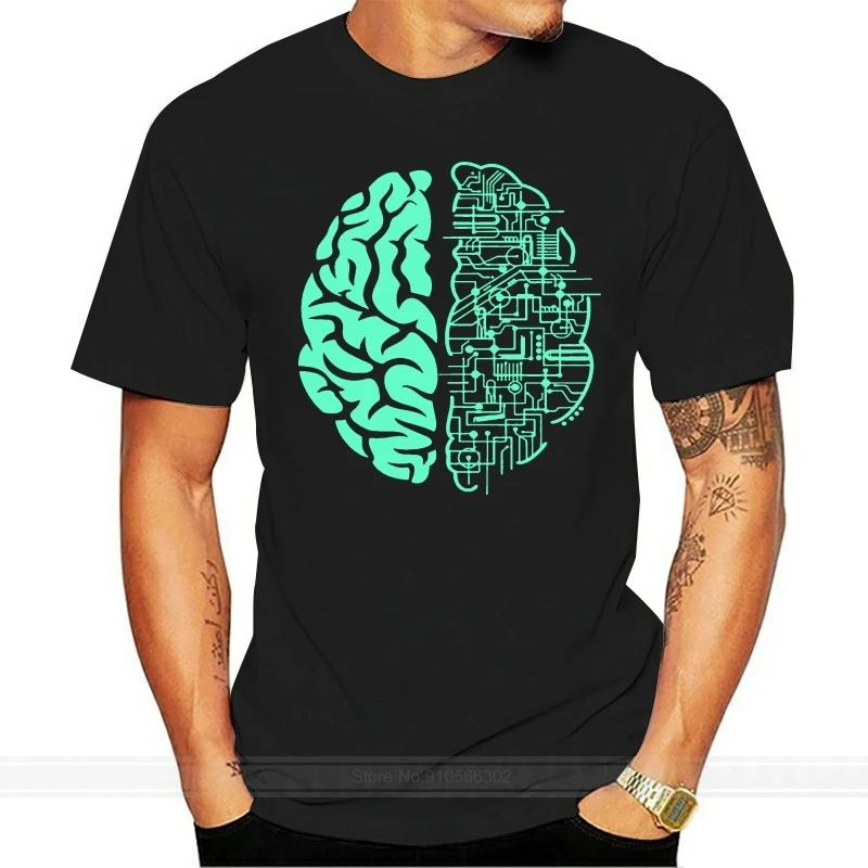 Electric Brain T-shirt Mens Computer Nerd Science Circuit Board Brand ...