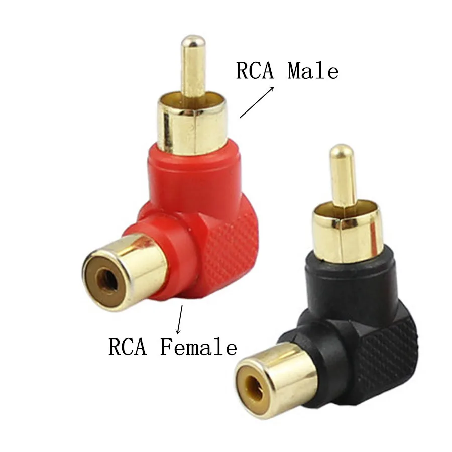 90 Degree RCA Right Angle Connector Plug Adapters Male To Female M/F 90 ...