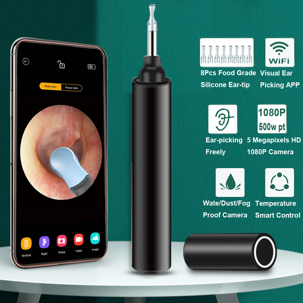 Medical-HD-Camera-Wireless-Visual-Otoscope-Ear-Cleaner-Ear-Wax-Wifi ...