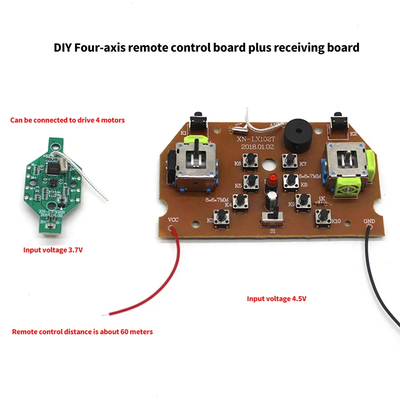 DIY 2.4G Remote Controller Board + Receiver Board Kit 3.7V Receiver ...