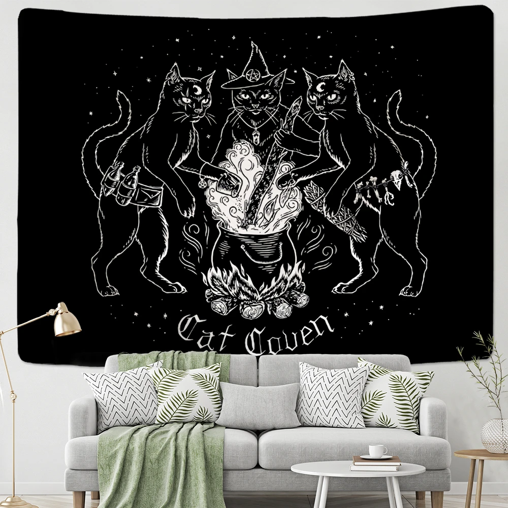 Cat Mysterious Divination Witchcraft Tapestry Wall Hanging Tapestries ...