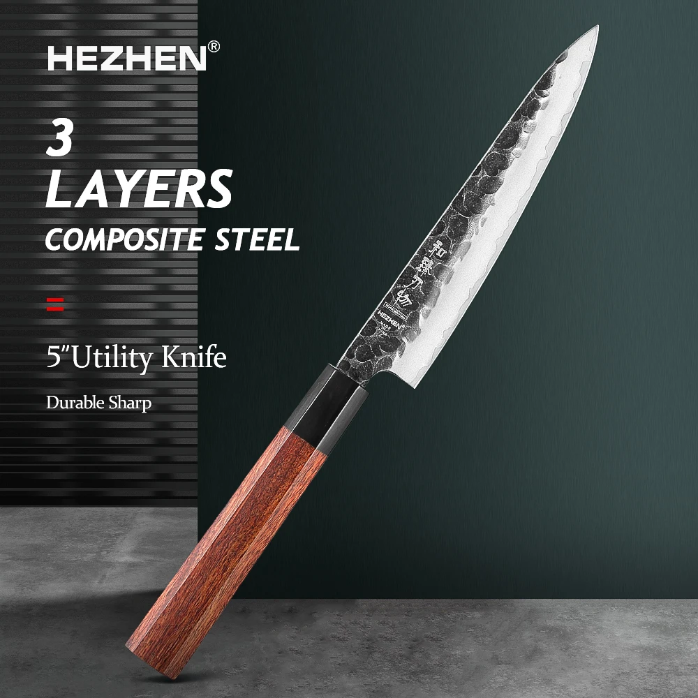 HEZHEN 6 Inch Utility Knife 10Cr15CoMov Composite Stainless Steel ...