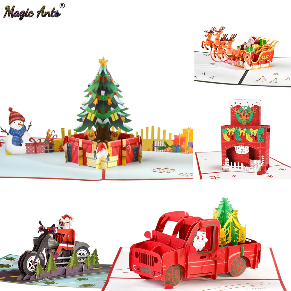 Merry Christmas Cards Christmas Tree Winter Gift Pop-up Cards Christmas ...