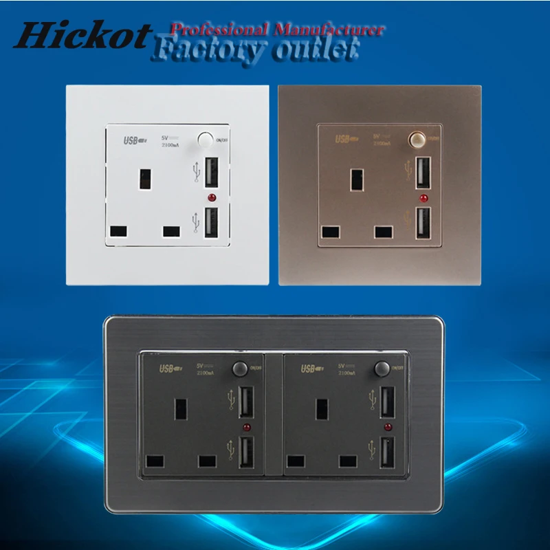 British Socket With Dual USB 86 And 146 UK 13A Multi function Socket ...