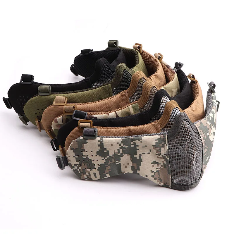 Tactical-Mouth-Mask-Steel-Mesh-Breathable-Ear-Protection-Face-Mask ...