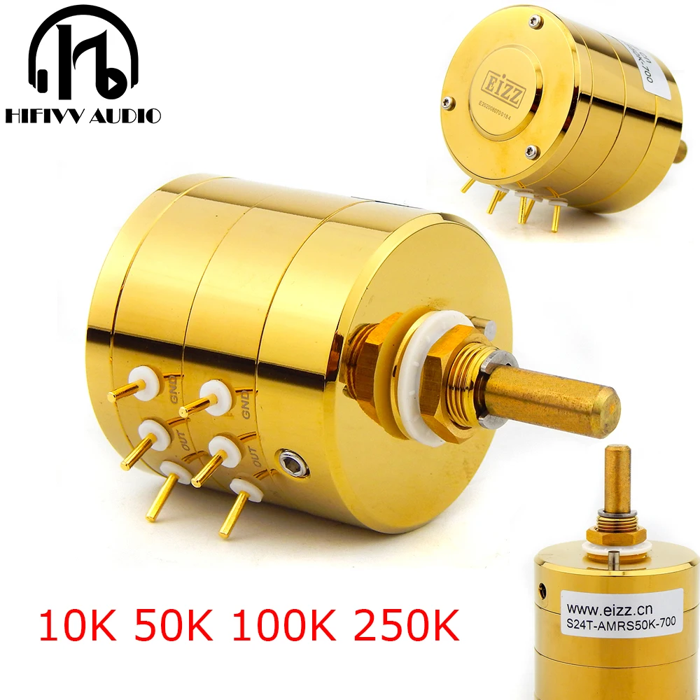 HI-END-EIZZ-Sound-Potentiometer-Switch-Gold-24-Steps-Attenuator-Stereo ...