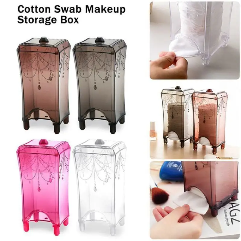 Best Cotton Pad Dispenser Storage Holder Box Case Wool Lid Transparent ...