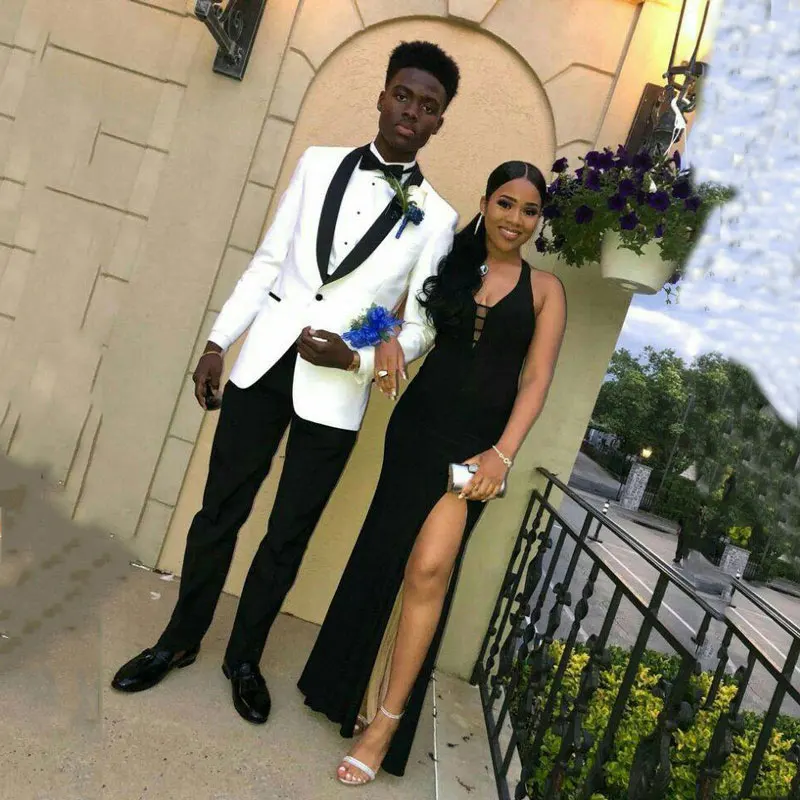 White Matching Prom Couples