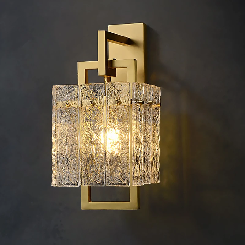 Gpd New Design Gold Wall Lamp Villa Hallway Glass Wall Lights Fixture ...