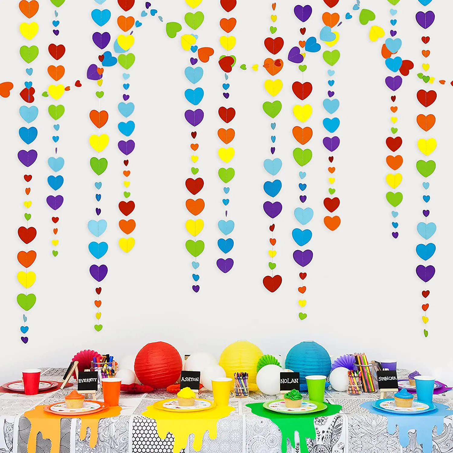 10ft Colorful Paper Love Heart Garlands Birthday Fiesta Party ...