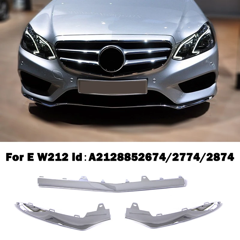 Front Bumper Lip Spoiler Chrome Plating Trim For Mercedes Ben E Class ...