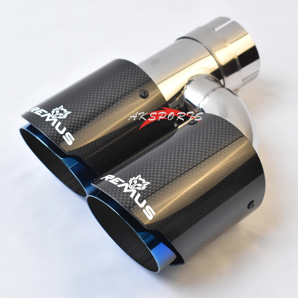 1PC-Glossy-Blue-Stainless-Steel-Straight-Muffler-Pipe-Carbon-H-Style ...