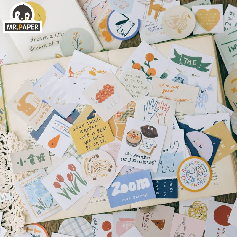 Mr.paper 6 Designs 60Pcs Deco Stickers Scrapbooking Bullet Journal Toy ...