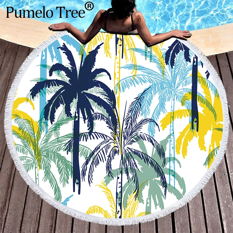 Sunset On The Beach Round Towel Mats Shawl Blanket With Tassels Throw ...