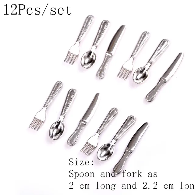 11/12Pcs/set Vintage Dollhouse Miniatures Tableware Mini Cutlery Knife ...