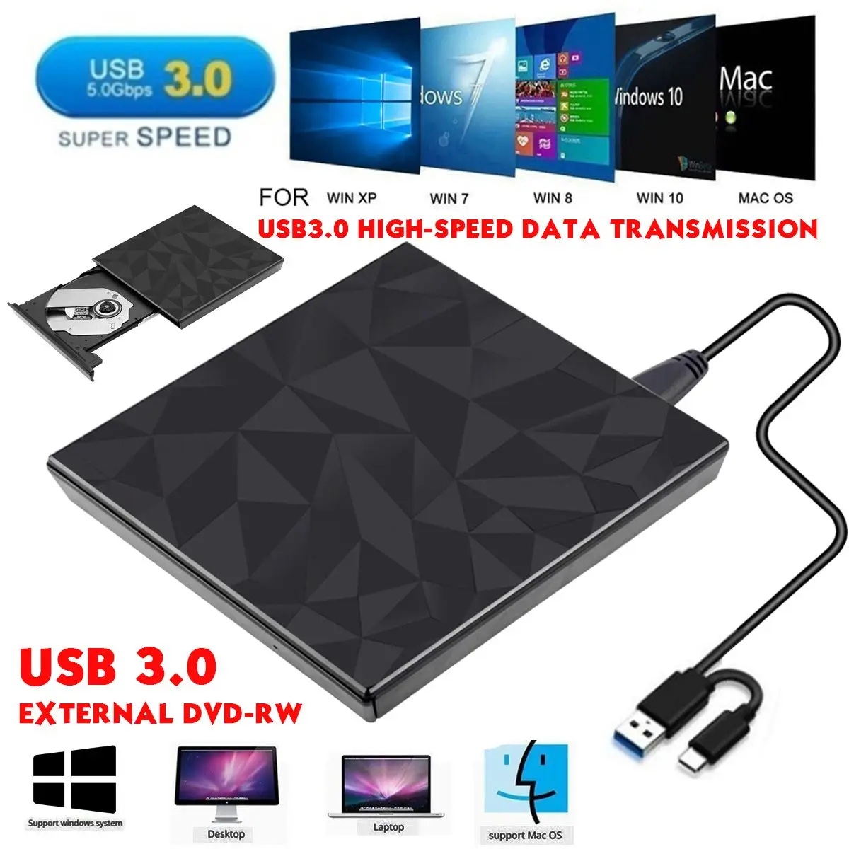 NEW-USB-3-0-Type-C-DVD-Drive-CD-Burner-Driver-High-speed-Read-write ...