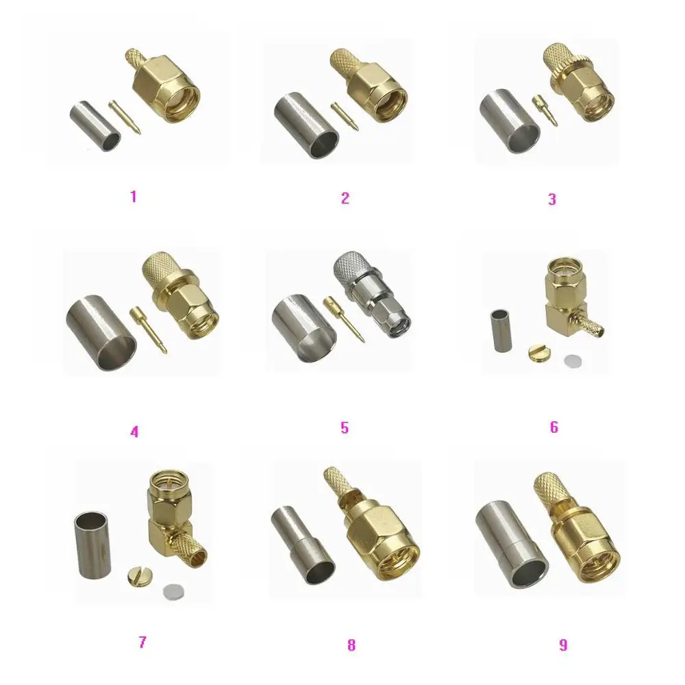 10Pcs SMA Male Plug Crimp RG316 RG174 LMR100 / RG58 RG142 LMR195 / RG8X ...