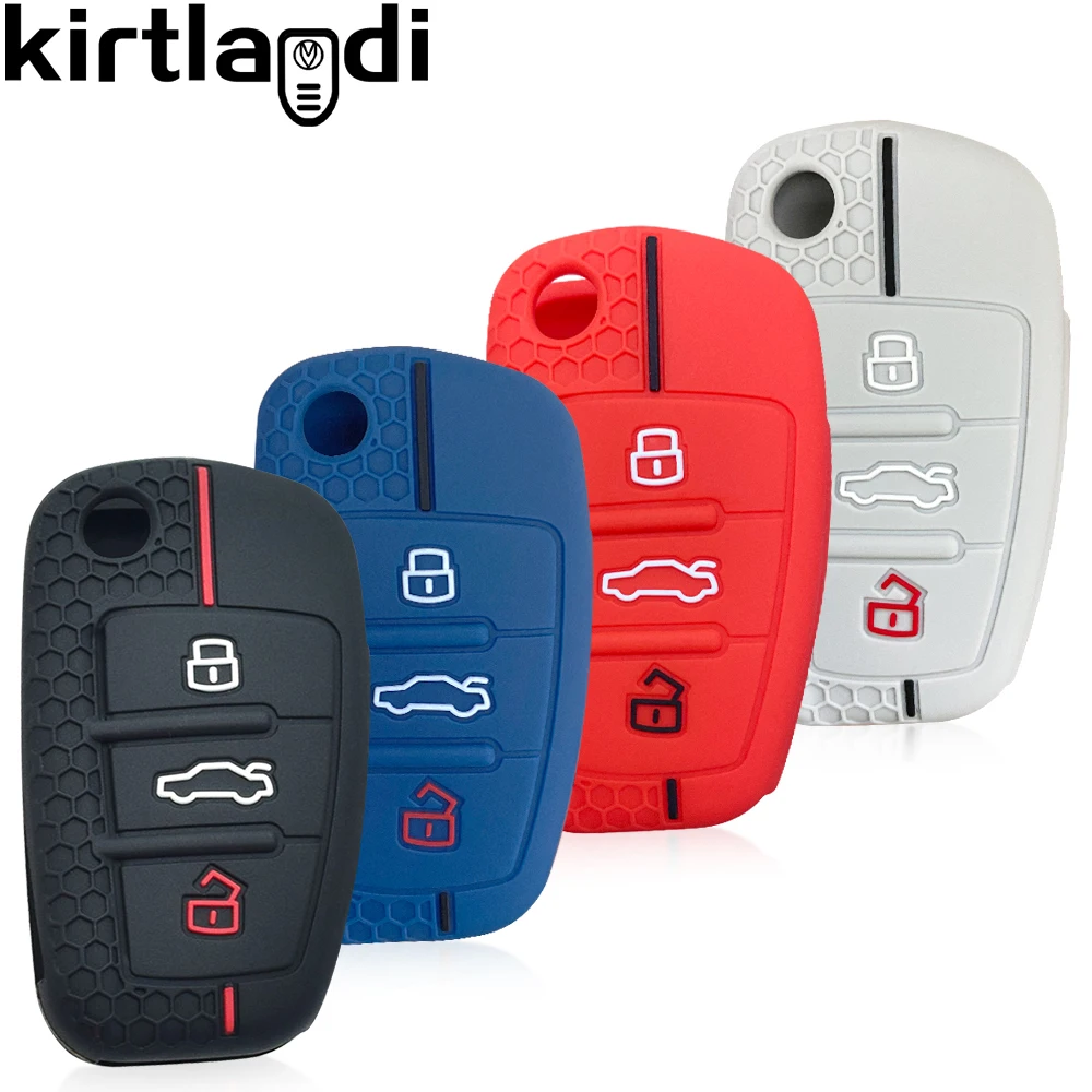 3 Button Silicone Car key Cover Case For Audi A1 S1 A3 8v 8p S3 A4 b7 ...