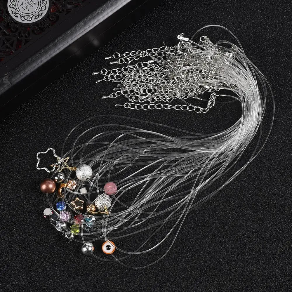 Female Transparent Crystal Elastic Line Pendant Necklace Invisible ...