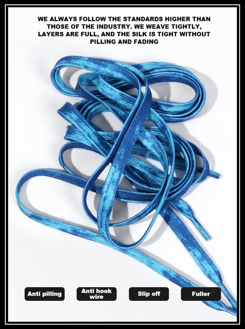 LACET DE CHAUSSURE,Pale blue-120cm--Lacets Plats De 11 Couleurs Dégradé ...