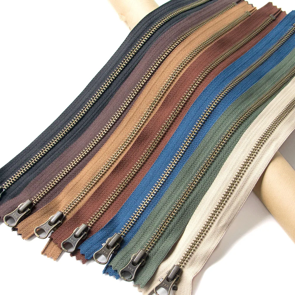 1pcs-YKK-5-Metal-Bronze-Zipper-Close-end-Auto-Lock-DIY-Bag-Purse-Boots ...