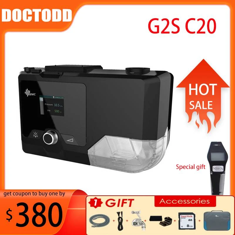BMC CPAP Auto CPAP G2S C20/A20 Free Mask Portable Light CPAP Machine ...