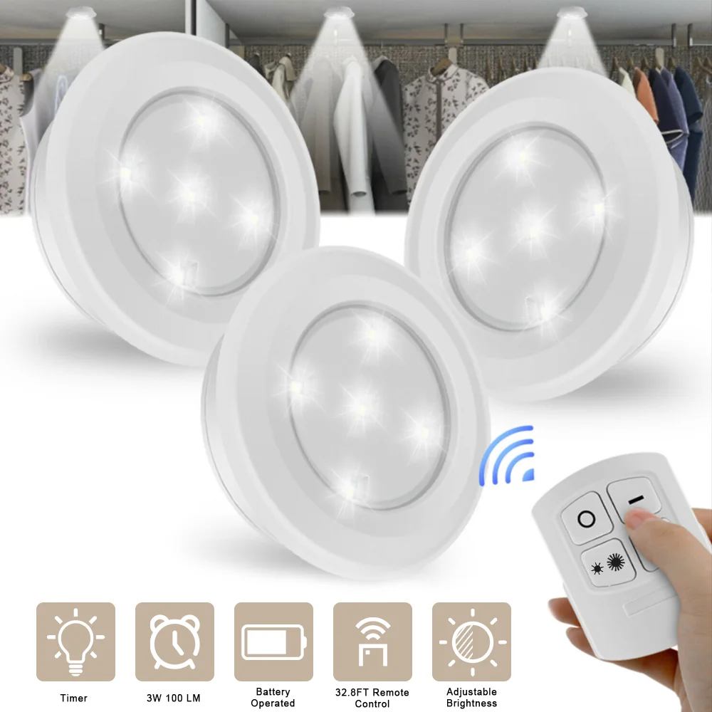 Wireless Led Lights With Remote Control 6 Pack Battery Powered Closet ...