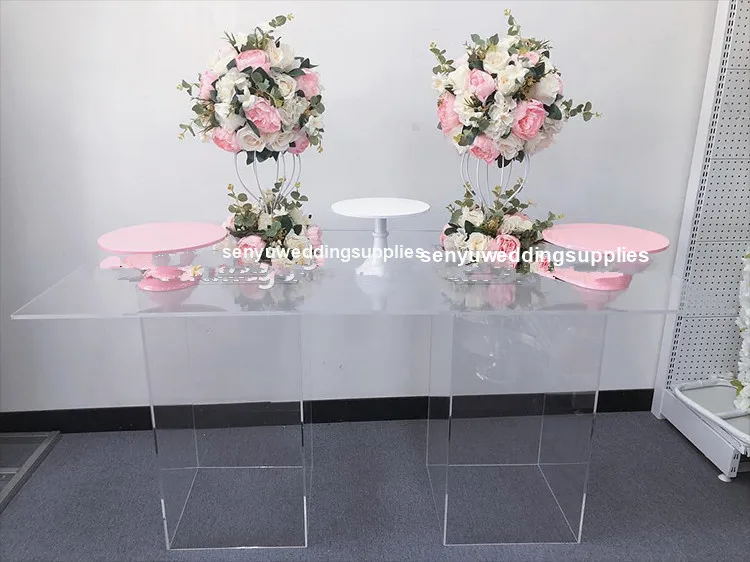 Stylish Clear Acrylic Bouquet Display Stand Square Pedestal Wedding ...