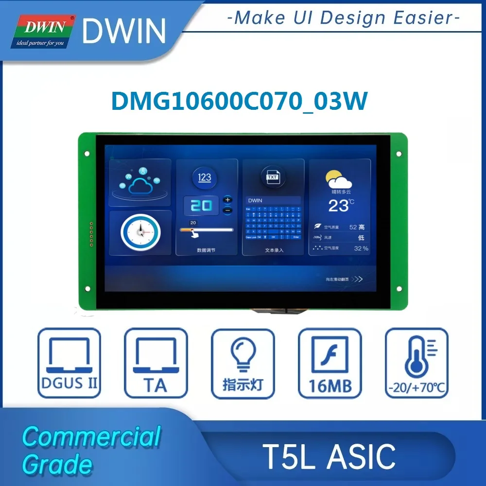 Dwin 7inch Tft Lcd Display Connect Arduino,1024*600 Hmi Smart Touch Screen, Smart Uart Serial ...