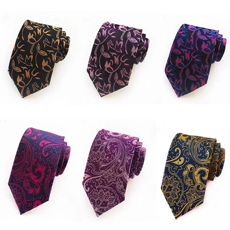 New Unique Gold Black Floral Mens Ties for Man Neckwear JACQUARD WOVEN ...