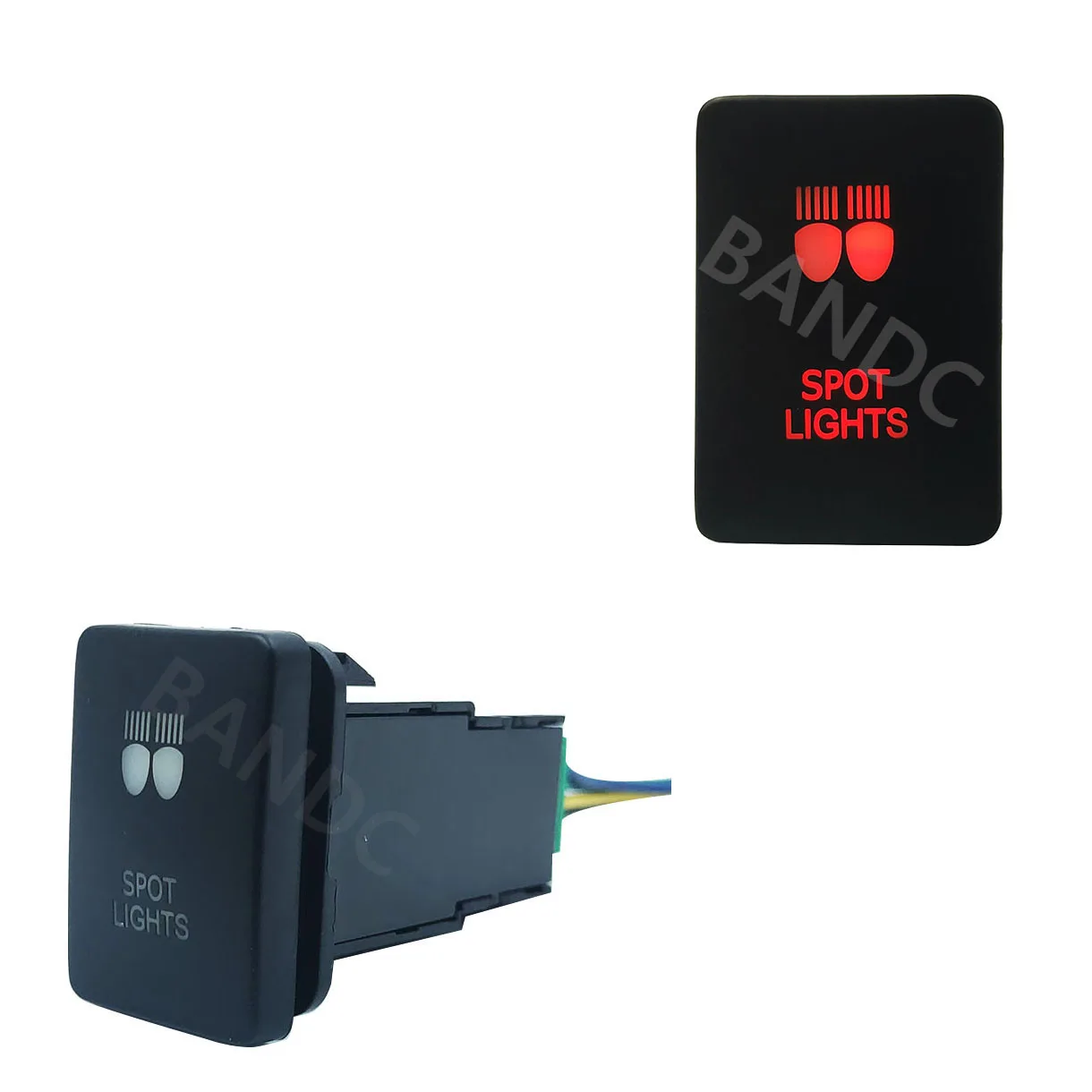 SPOT LIGHTS Push Switch in Red Led Illumination On Off SPST Car Square ...