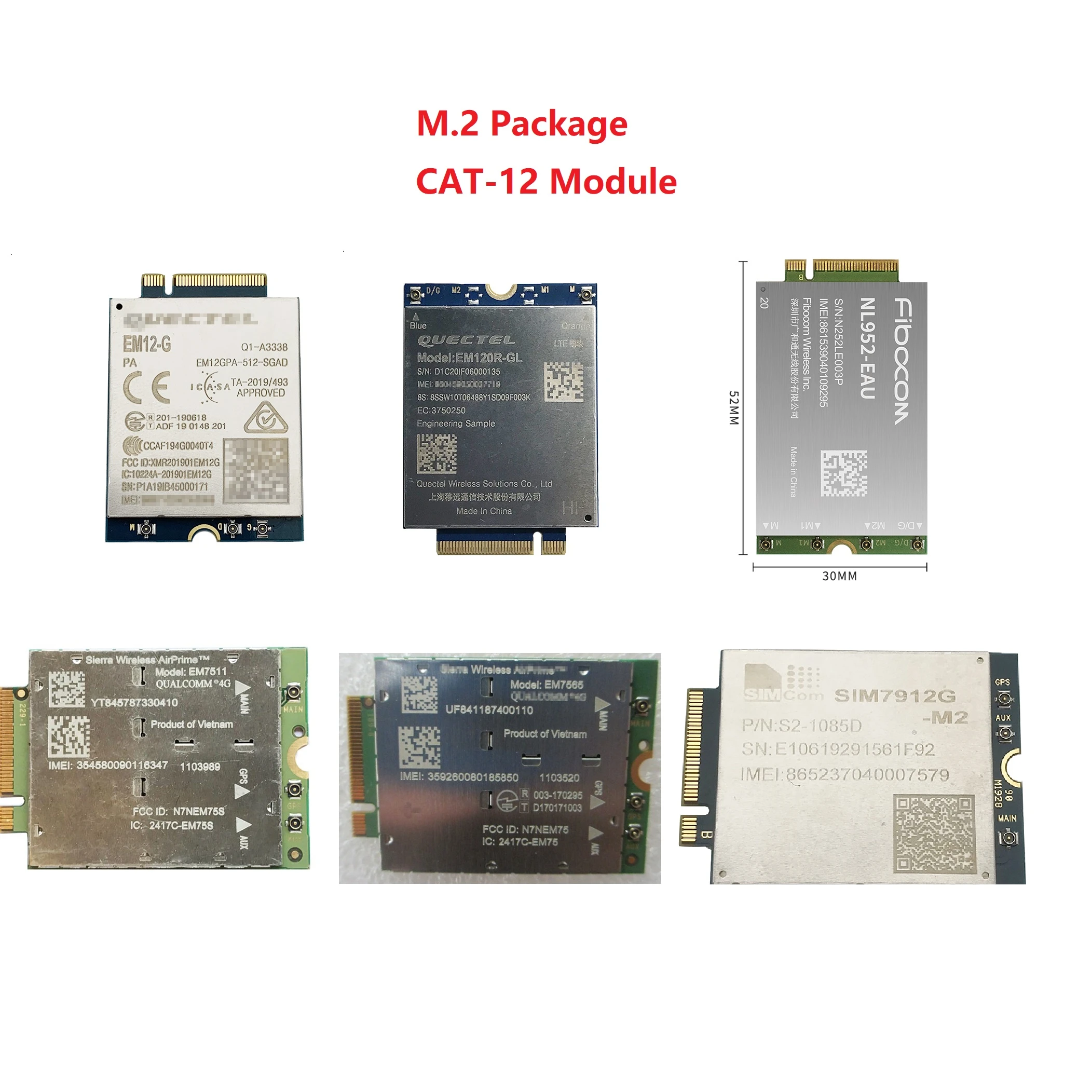 Hot! Cat12 M.2 Module Quectel Em12-g Em120r-gl Simcom Sim7912g-m2 ...