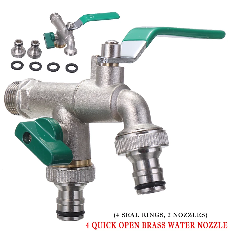 Double Duo Outlet Garden Outdoor Tap Valve Faucet 1/2" / 3/4" Frost ...