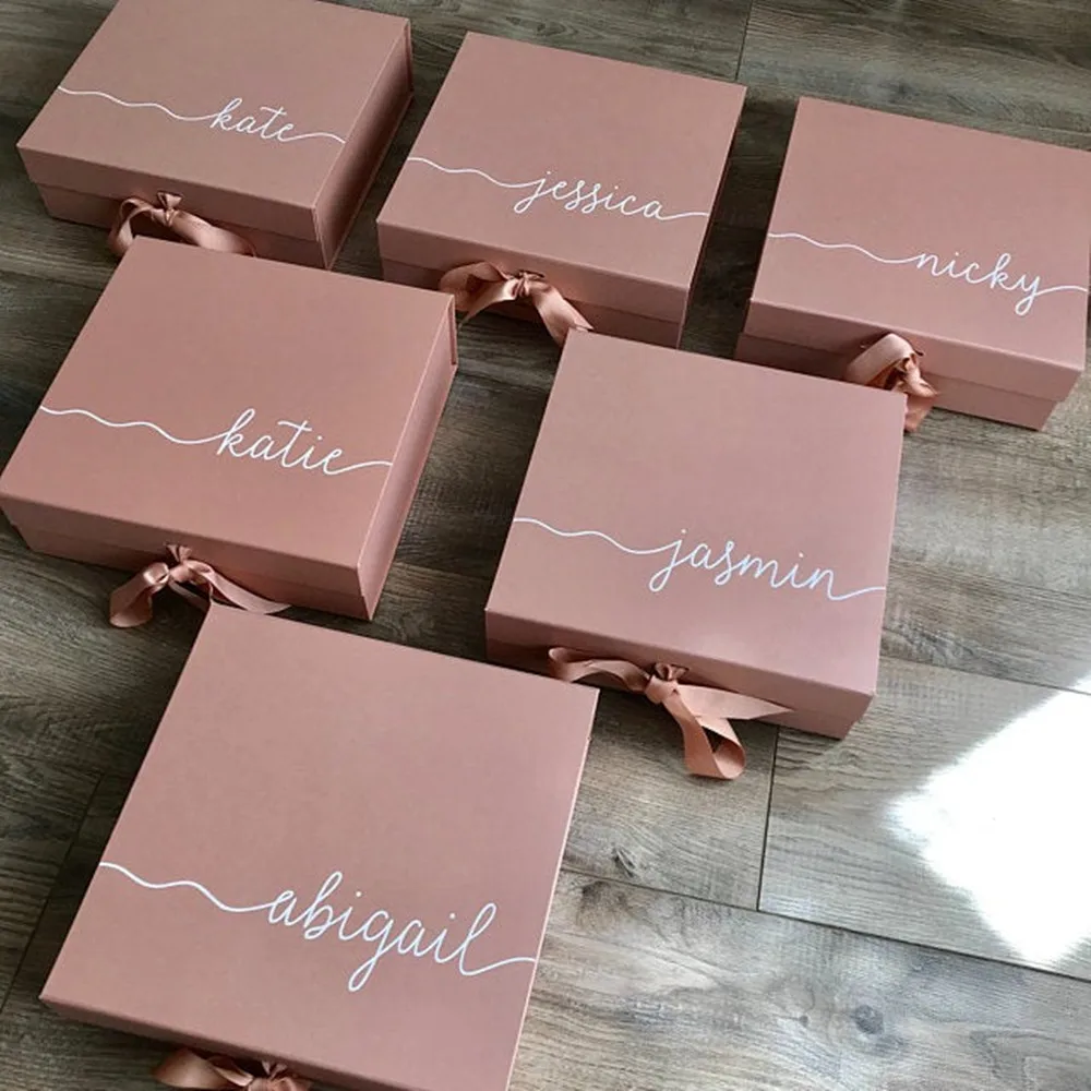 Paper Gift Wrapping Rose Gold Bridesmaid Box Wedding Gift Box ...