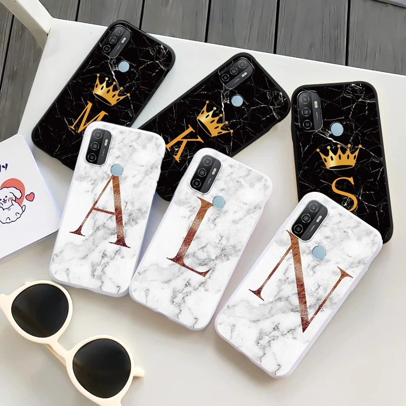For OPPO A53 2020 A32 4G Name Letter A Z Coque TPU Matte Cover For ...