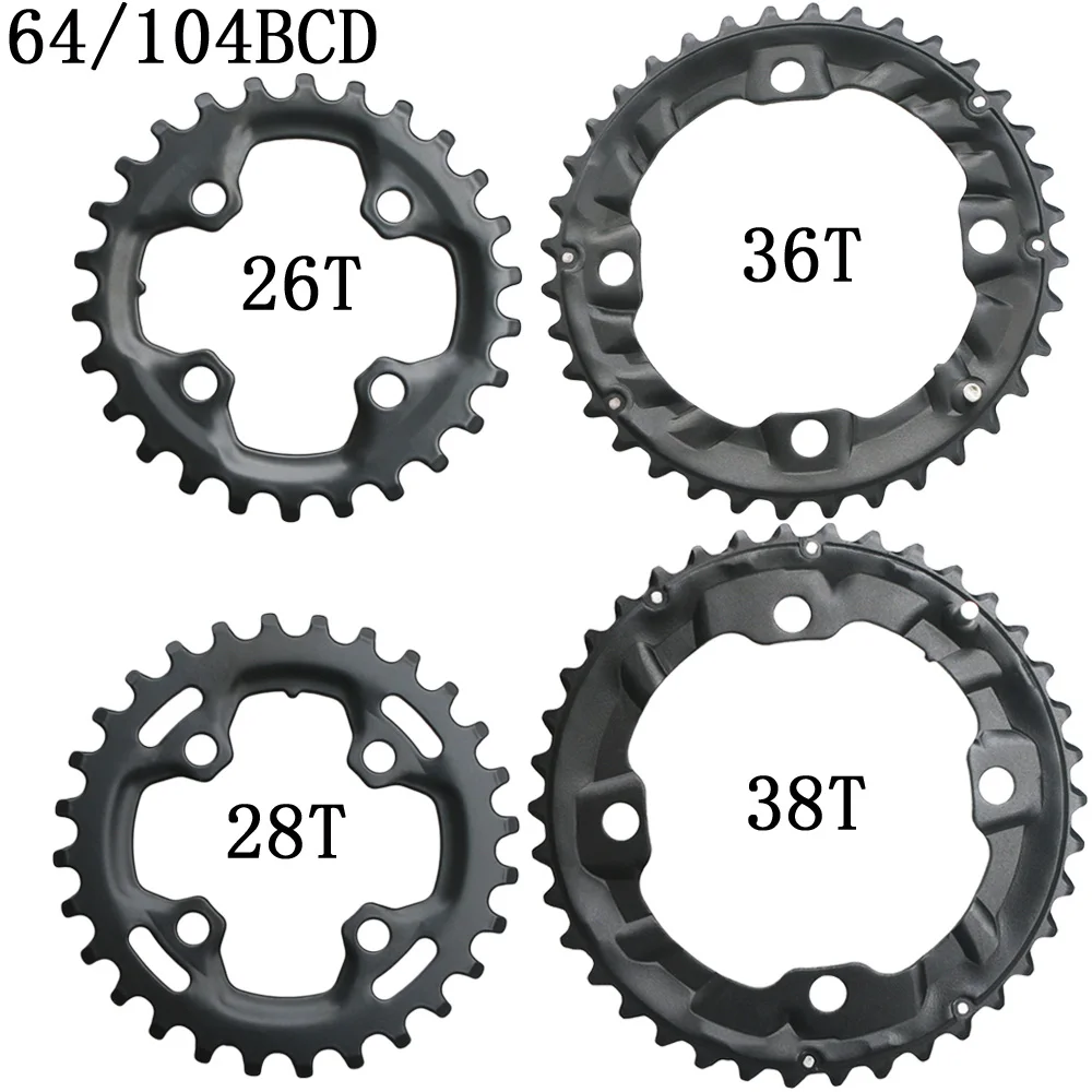 64BCD 104BCD MTB Bicycle Chainring Double Chainwheel 22T 24T 26T 28T ...