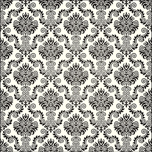 Black And White Damask Print