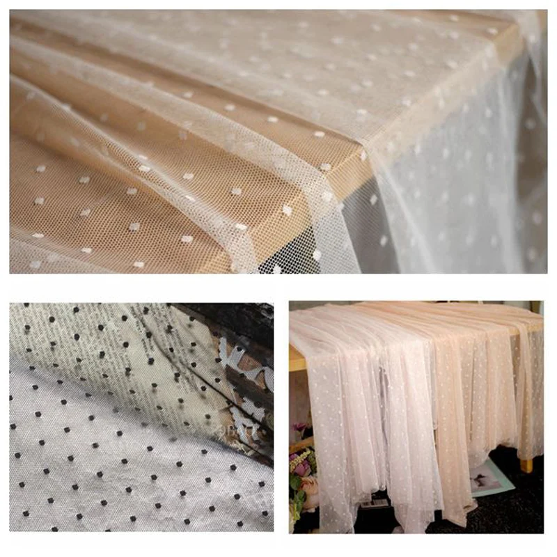 Tela de encaje de malla de tul elástica, Red de 2 metros, Blanco, Negro ...
