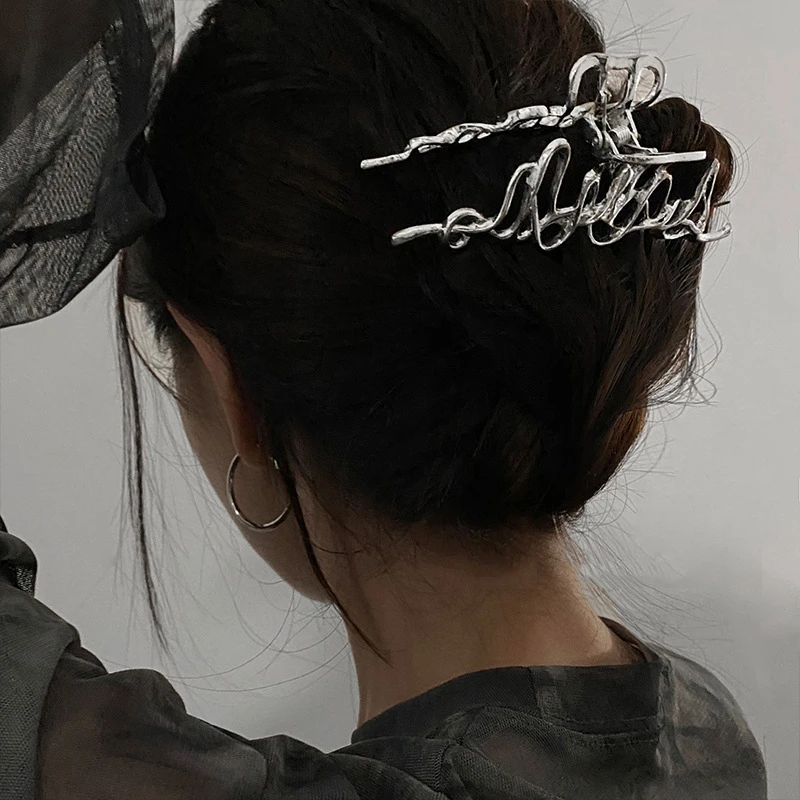 Ruoshui Woman Novelty Irregular Hairpins Punk Style Metal Silver Hair ...