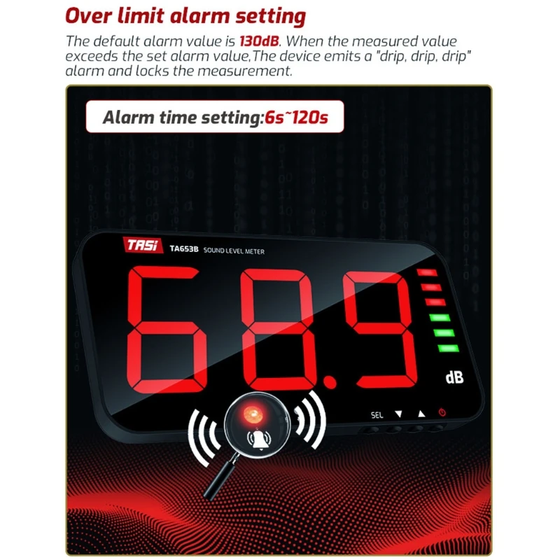 Ta653a Digital Sound Level Meter Noise Db Meter Large Screen Monitor ...